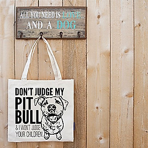 Pet Studio Art Don't Judge My Pit Bull Tote Bag