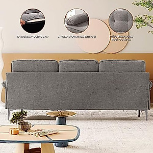 Abakan 79” Modern Sectional Sofas Couches for Living Room, Chenille L Shaped Couches with Chaise for Small Spaces, Sofa with Solid Wood Frame, Attached Armrest, Easy to Install(Light Grey)
