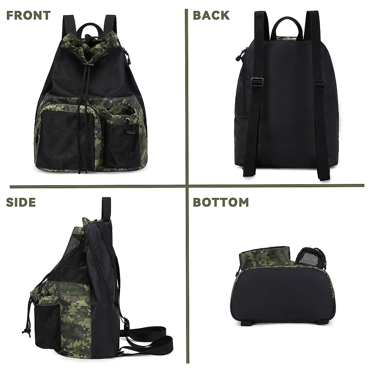 Lohol Mesh Drawstring Backpack with Shoes Bag, Swimming String Sack for Sports Gym Yoga Beach Travel (Pink Galaxy)