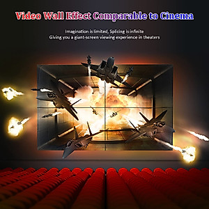 SKYLIGE Video Wall Controller, 2X2 HDMI LED TV Wall Control Processor Support 4 HDMI Output & 8 Display Modes - 2x2, 1x2, 1x3, 1x4, 2x1, 3x1, 4x1, Black