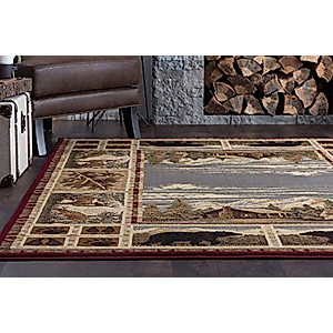 Lakeside Retreat Red Large 9x12 Area Rugs for Living Room - Bedroom or DiningRoom - Cabin, Lodge and Farmhouse Style Rustic Indoor Carpet