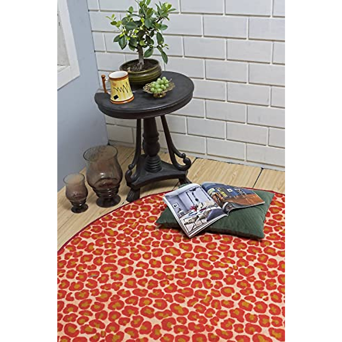 Furnish my Place Cheetah Print Area Rug, Animal Print Pattern Mat, Pet-Friendly Indoor Carpet, Wildlife Animal Inspired with Cheetah Design Rug for Living Room, Home Décor, 4' Round