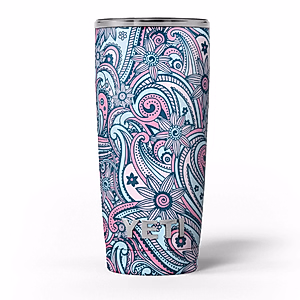 Design Skinz Seamless Mint and Pink Sprout - Skin Decal Vinyl Wrap Kit Compatible with The Yeti Rambler Cooler Tumbler Cups