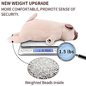 ZPIUU 15" 1.5 Lbs Weighted Pug Stuffed Animals, Lazy and Cute Pug Plush, French Bulldog Stuffed Animal Plush, Gift for Boys, Girls, Kids and Adults (15" 1.5 lbs)