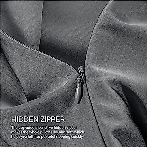 BEDELITE Satin Pillowcase for Hair and Skin, Upgraded Satin Pillow Cases Standard Size with Hidden Zipper 20x26 Inches, Ultra Smooth and Soft Cooling Pillow Cases for Hot Sleepers(Grey, 1 Pack)