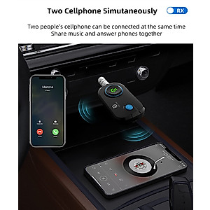 ByDiffer Dual Link Bluetooth 5.0 Audio Transmitter Receiver Sharing for up 2 Headphones, 3 in 1 Aptx Low Latency Wireless Adapter Splitter for TV Airplane Car Home Stereo System