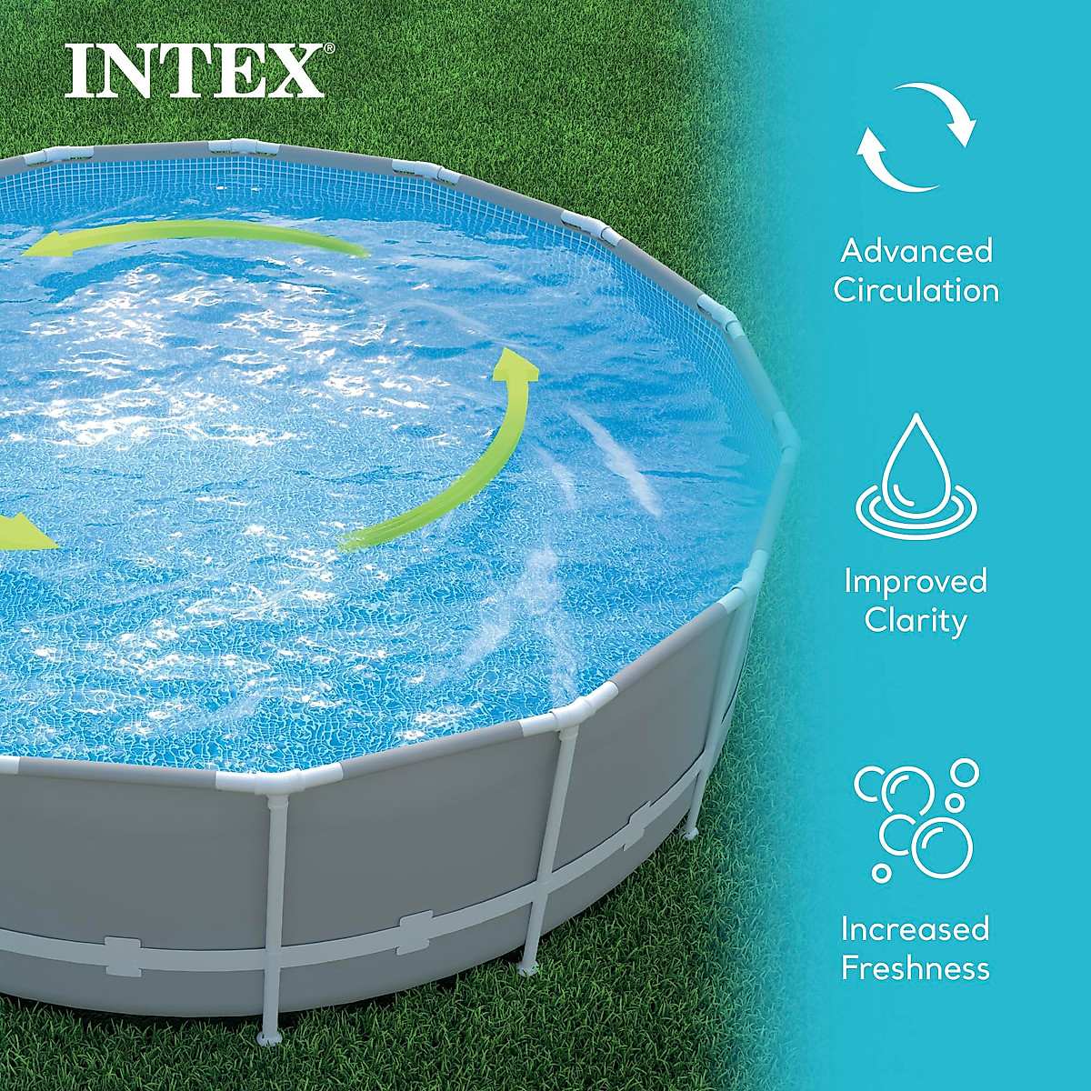 Intex 2500 Gallons Per Hour Above Ground Swimming Pool Cartridge Filter Pump System with a Pair of 59 Inch Long Pool Pump Accessory Hoses, Aqua
