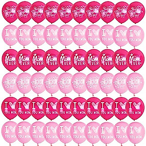 Happy Mother's Day Balloons Party Decorations Supplies - 48PCS Latex 12inch Mothers Day Party Supplies - Best Mom Ever Party Decorations