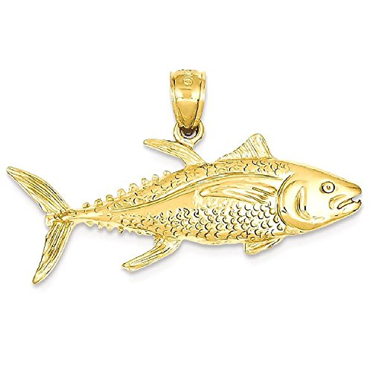 IceCarats 14K Yellow Gold Yellowfin Tuna Fish Necklace Charm Pendant 20mm x 35mm Only