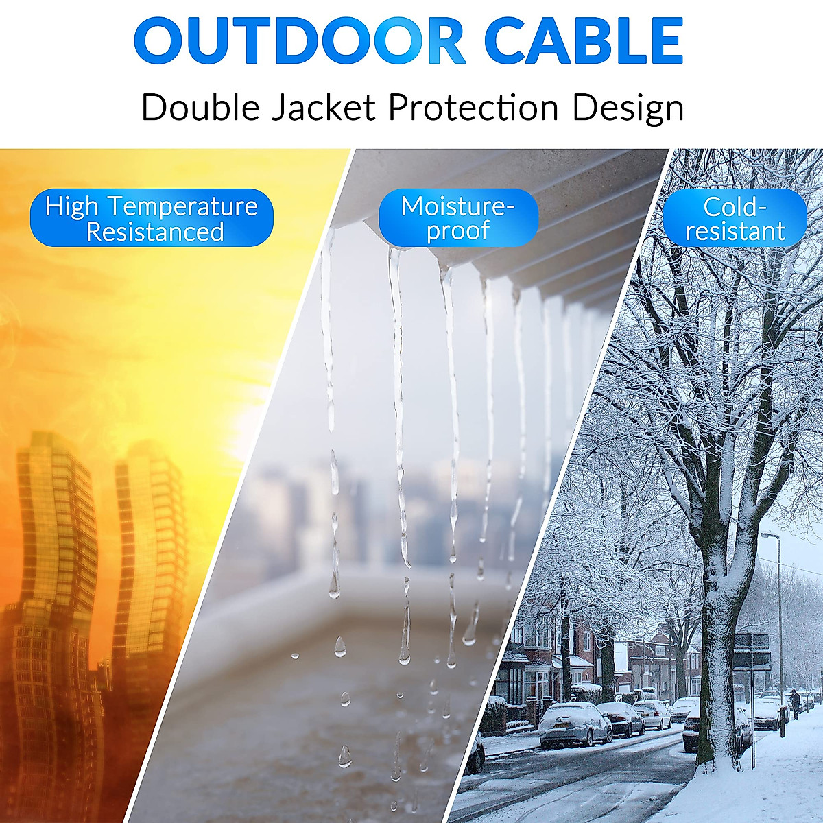 Cat5e Outdoor Ethernet Cable 100 Feet, Cat 5e Heavy Duty Internet Network LAN Cable, More Flexible Than Cat 6, Waterproof, PVC & LLDPE UV Double Jackets for in Wall, Direct Burial, Router, POE, Indoor