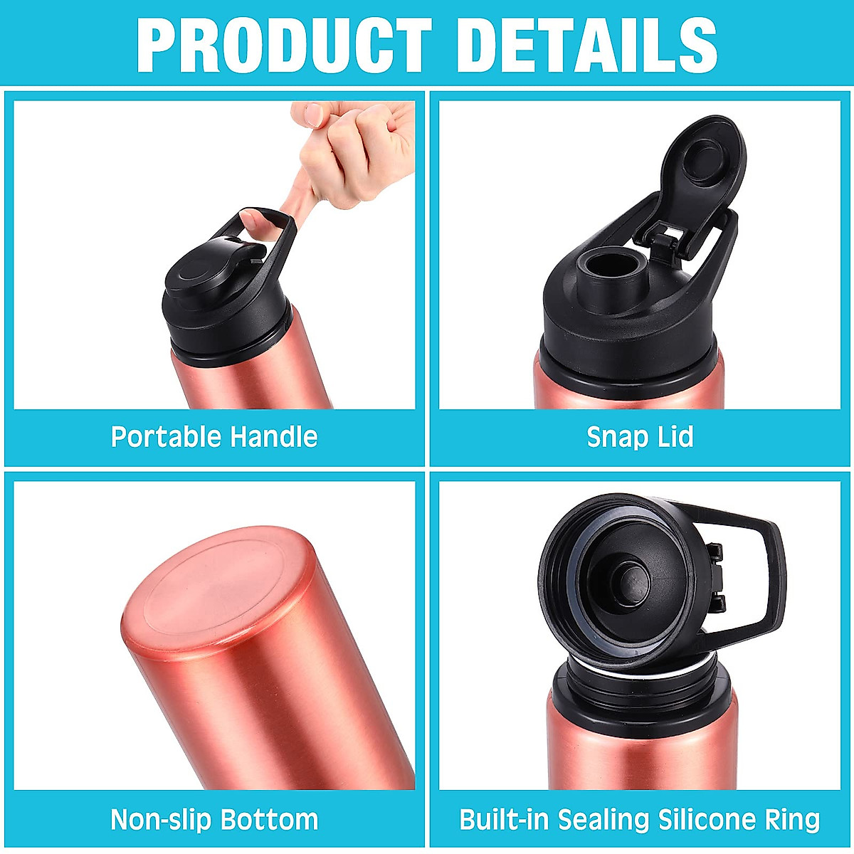 Eaasty 16 Pcs 17 oz Aluminum Water Bottle Bulk Multicolor Reusable Sports Bottle with Snap Lids Multipack Vacuum Water Flask for Travel Camping, Picnics, Gym, Hiking, Cycling, Fishing