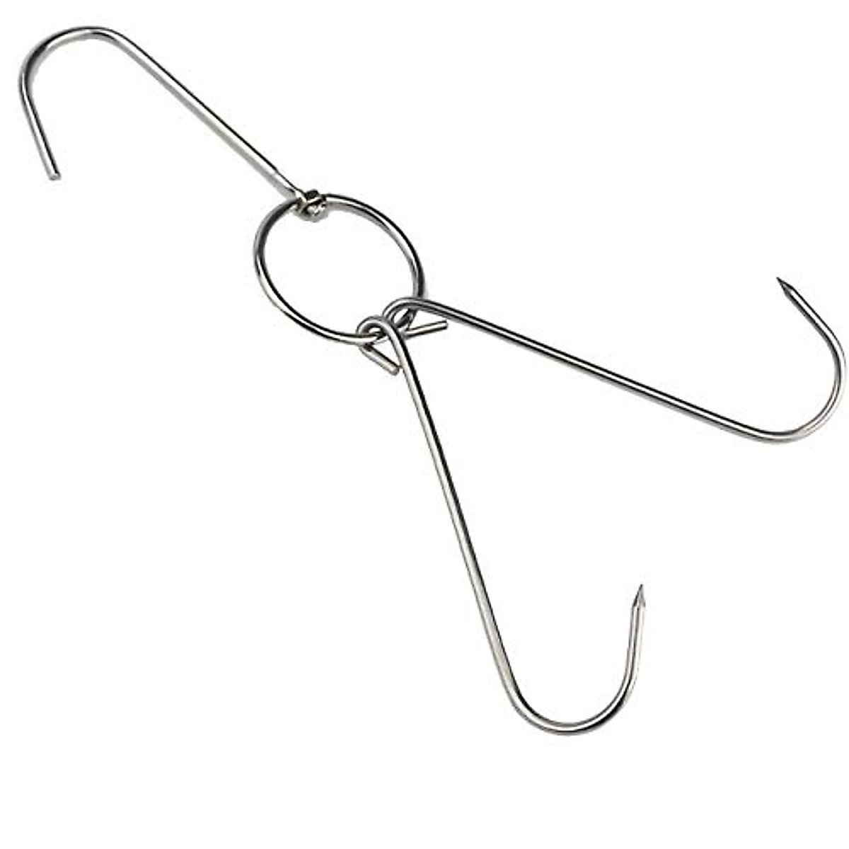 TIHOOD 3 PCS 9.4" Stainless Steel Double Meat Hooks Roast Duck Bacon Shop Hook BBQ Grill Hanger Cooking Tools Accessories (9.4" X3)