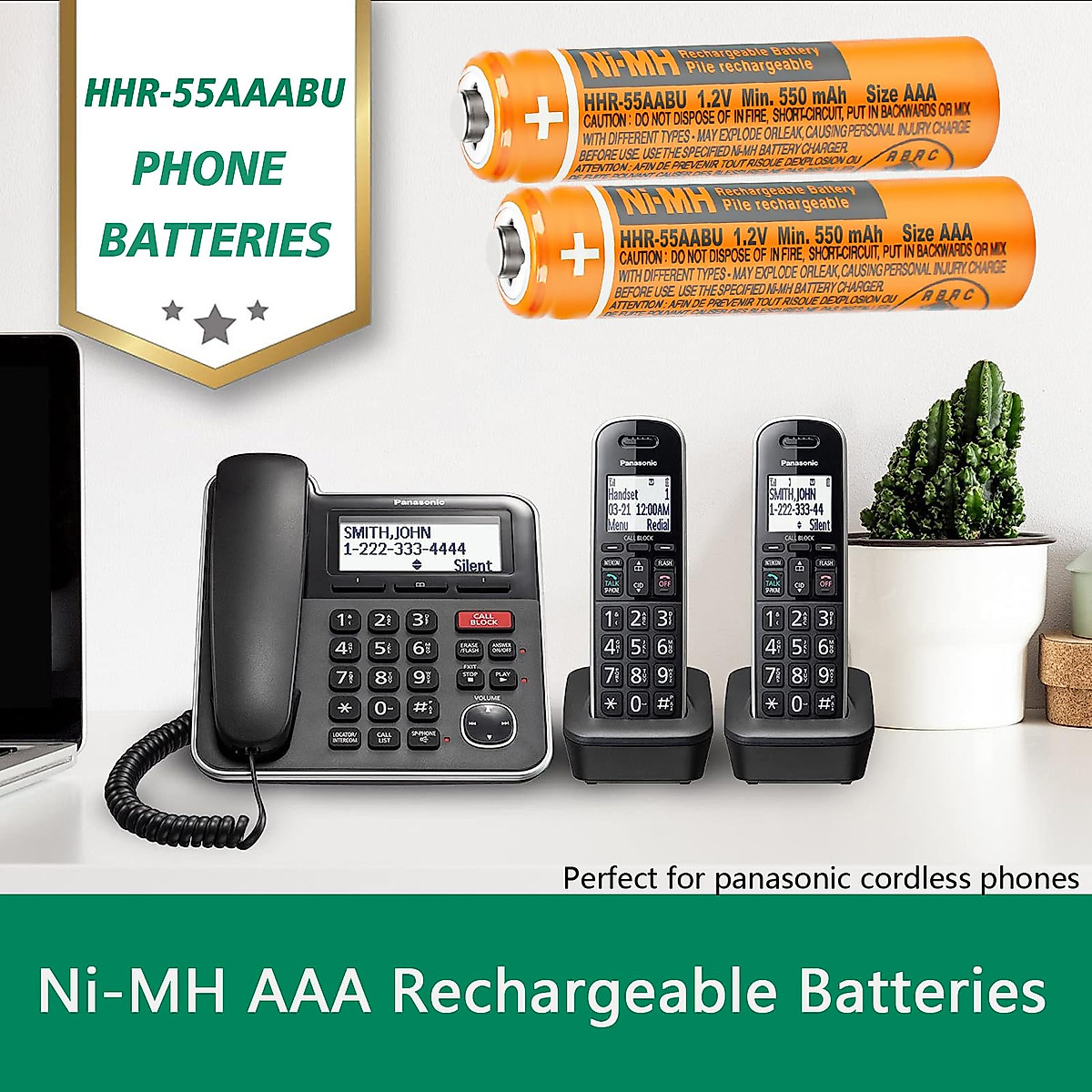 CIEEDE HHR-55AAABU NI-MH AAA Rechargeable Battery for Panasonic 1.2V 550mah 8Pack NiMH AAA Batteries for Panasonic Cordless Phones, Electronics, Remote Controls