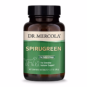Dr. Mercola, SpiruGreen, for Cats and Dogs (180 Tablets), with Organic Spirulina and Microalgae,Organic Spirulina, Non GMO, Soy Free, Gluten Free