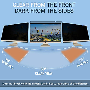 Skylarking 24 inches Computer Privacy Screen Filter, Anti-Spy Anti-Glare Screen Protector Film Compatible 24" Widescreen Computer Monitor with Aspect Ratio 16:9 (WxH:531mm x 298mm)