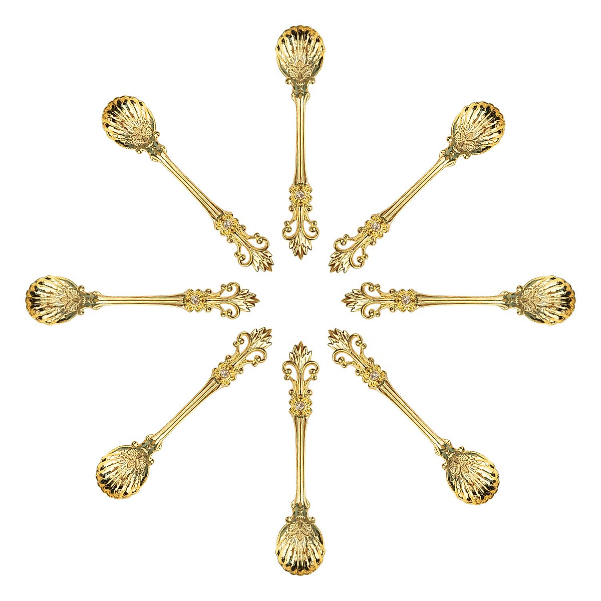 Yarlung 16 Pack Mini Coffee Spoons, 4.5 Inch Demitasse Vintage Spoon for Espresso, Tea, Dessert, Condiments, Gold