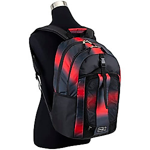FUEL Backpack with Lunch Box Combo – 18” Two Compartment Water Resistant Durable Adjustable Straps with Side Water Bottle Pockets 2 in 1 Set - Red and Black