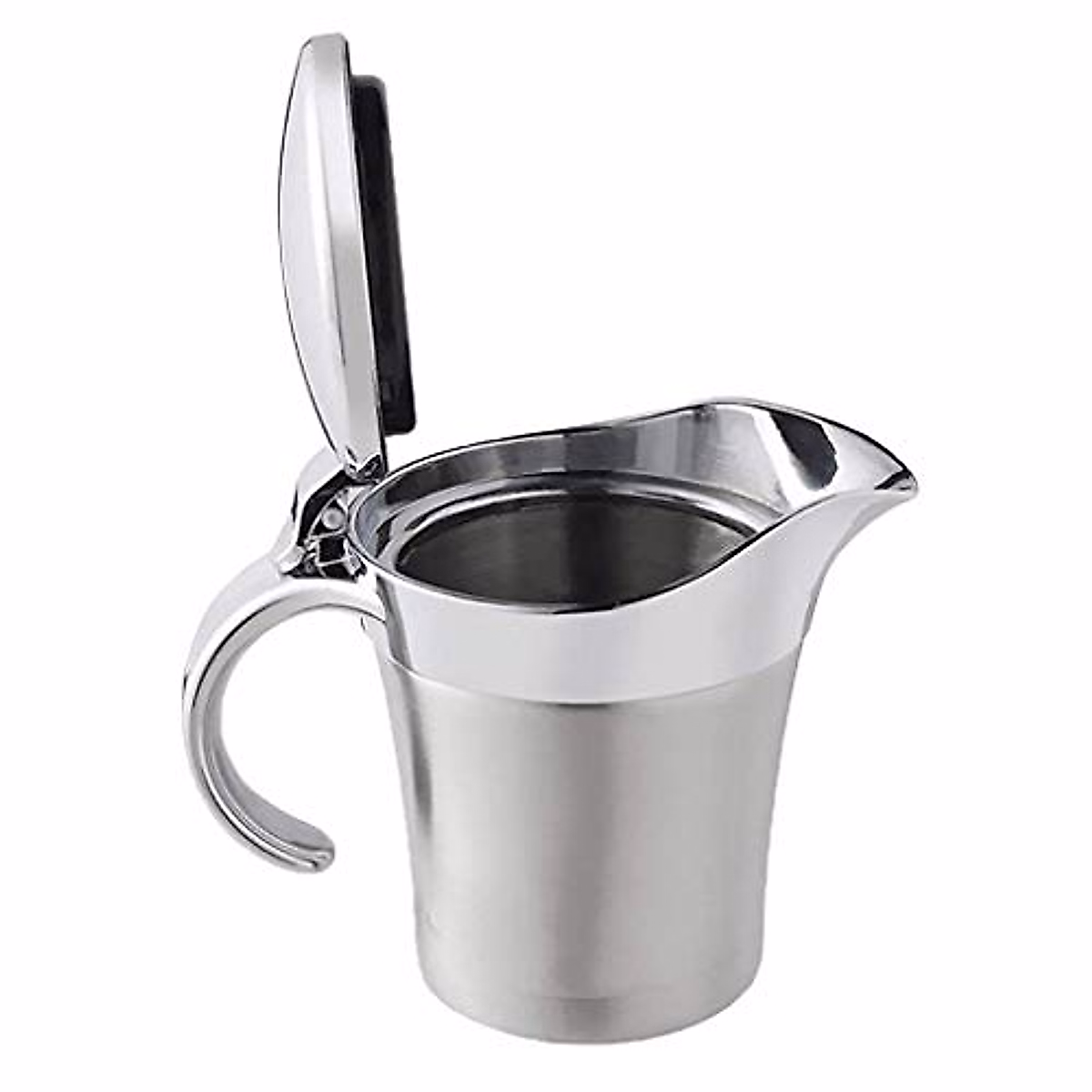 Double Insulated Gravy Boat - Stainless Steel Sauce Jug with Hinged Lid Hinged Lid Ideal for Gravy or Cream at Thanksgiving (450ML/16 OZ)