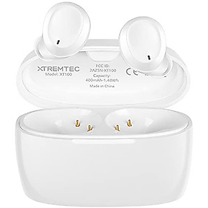 XTREMTEC True Wireless Earbuds Bluetooth Earbuds Noise Cancelling Bluetooth Headphones for iPhone/Android Small Earbuds with Mic Waterproof Cordless in-Ear Earphones Deep Bass Sound Headsets (White)