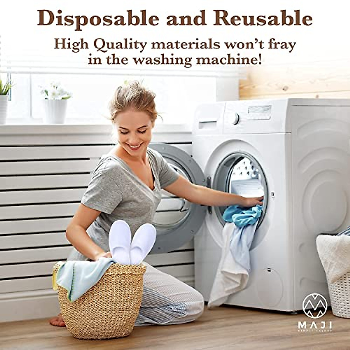 Spa Slippers, Disposable Slippers for Guests Bulk of 6 Pairs - Non-Slip Closed-Toe Premium White Spa Slippers Bulk with Travel Bags - Coral Fleece Hotel Slippers for Women and Men (3 Medium and 3 Large)