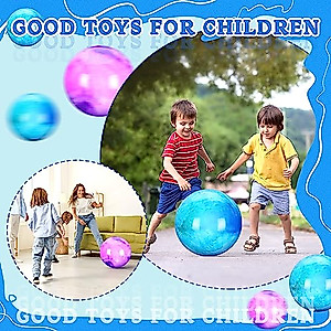 Deekin 2 Pcs 15 Inch 18 Inch Marbleized Bouncy Balls Large Size Ball Inflatable Rubber Playground Sensory Balls Bouncy Toys Balls for Kid Adults Pet Outdoor School Water (Blue and Purple, 18 Inches)