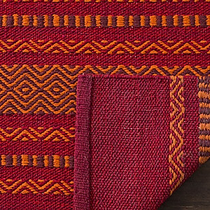 SAFAVIEH Montauk Collection Accent Rug - 3' x 5', Orange & Red, Handmade Flat Weave Cotton, Ideal for High Traffic Areas in Entryway, Living Room, Bedroom (MTK215A)