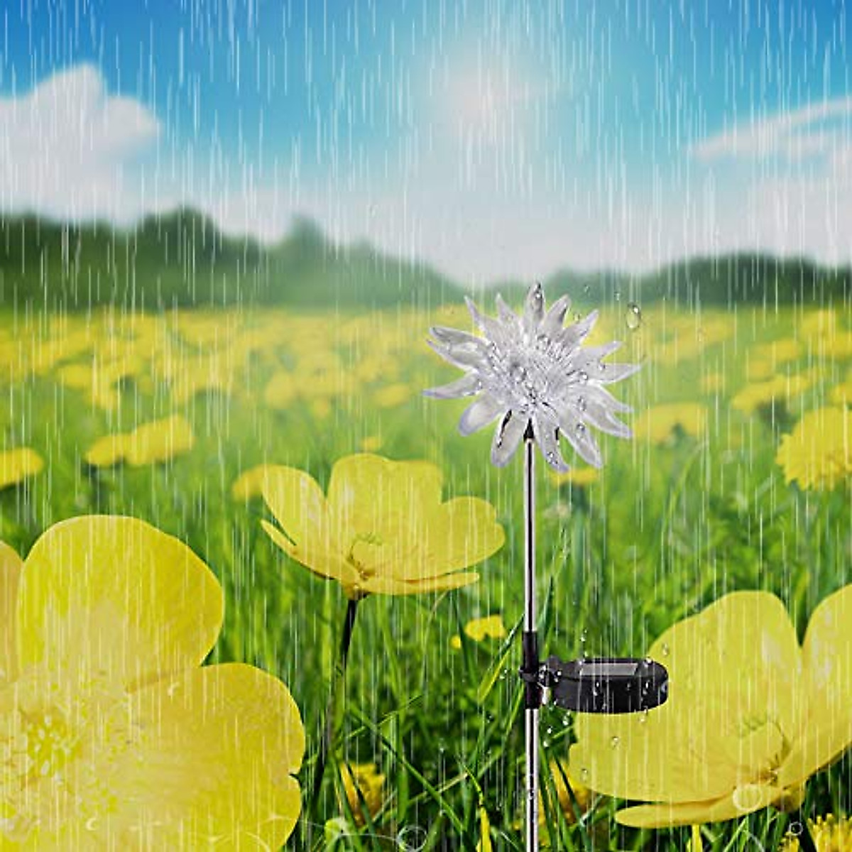 2PCS Waterproof Outdoor Solar Garden Stake Lights with Vivid Figurine –Sun Flower LED Garden Landscape Lawn Lamp for Flower Beds Backyards Decoration