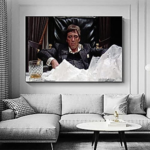 IFUNEW Pacino Scarface Poster Decorative Painting Canvas Wall Art Living Room Posters Bedroom Painting 16x24inch(40x60cm)