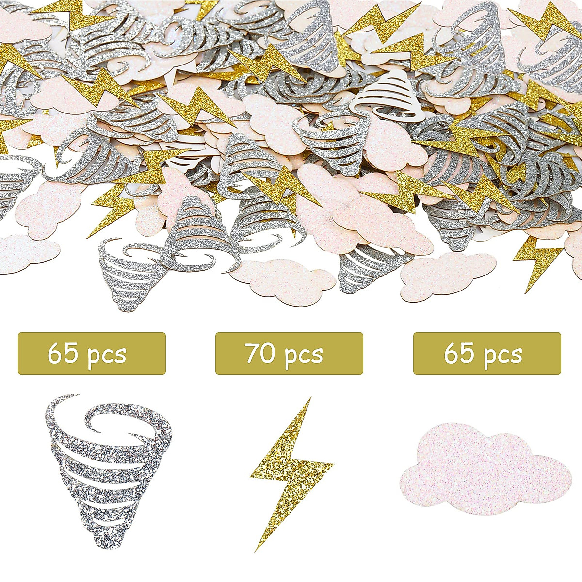 Sursurprise Tornado Party Decorations, Tornado Confetti Glitter for Table Cloud Lightning Bolt Paper Scatter, Twonado Fournado Storm Weather Birthday Party Supplies