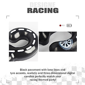 Racing Car Birthday Number Candles, Black White Stripes Birthday Candles for Cake Topper Decorations, Number 2 Candles for Boys Girls Racing Car Theme Party Supplies Favors Gifts