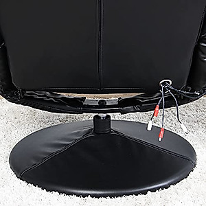 JC HOME Drammen Massaging Leather Recliner and Ottoman with Leather-Wrapped Base, Black