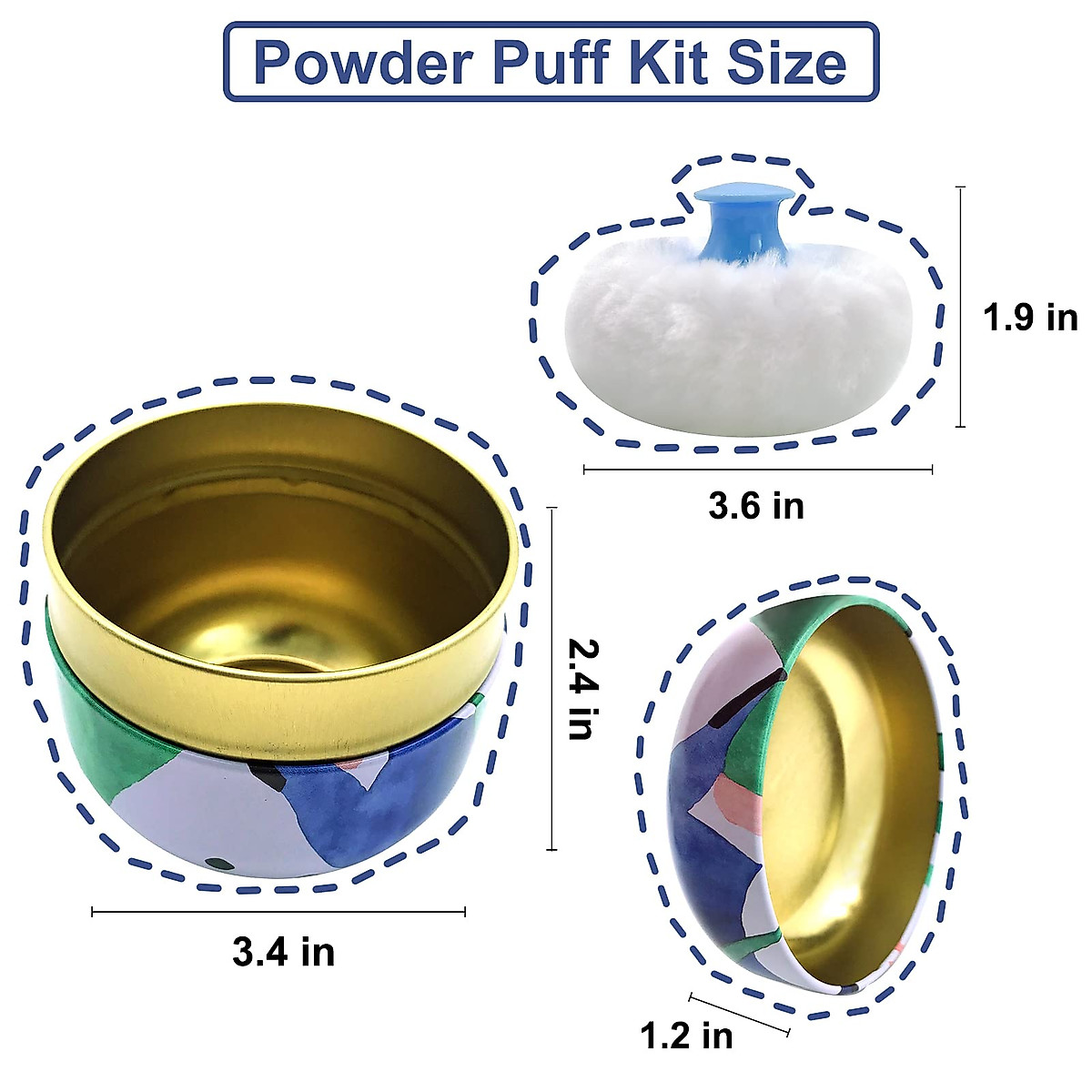 BBKON Large Powder Puff for Body Powder with Powder Container, Soft Powder Puff and Dusting Powder Travel Case (Romantic Cherry Blossoms)