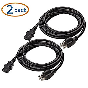 Cable Matters 2-Pack UL Listed 13 Amps 3 Prong Power Cord 10 ft, 16 AWG C13 Power Supply Cable/IEC Power Cable, TV Power Cord, Computer Power Cord (NEMA 5-15P to IEC C13)