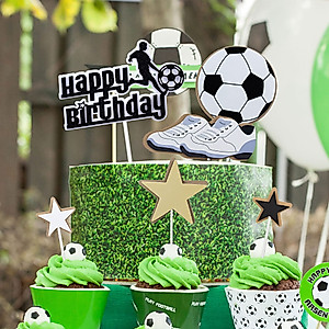 6 Pack Soccer Cake Topper Decorations Kits DIY Soccer Ball Shoes Happy Birthday Cake Picks Sport Football Theme Birthday Party Baby Shower Cake Decorations Kids Boys Men Birthday Party Supplies