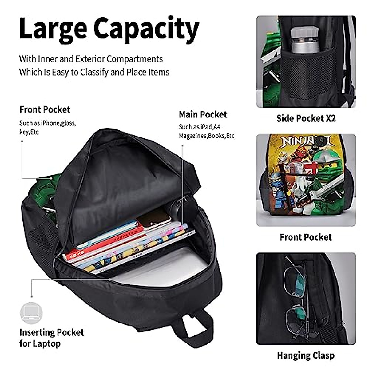 SK3S530B 3PCS Set Laptop Bag Cartoon Merch Backpack Bookbag and Lunch Box Pen Bag 3 Set Rucksack