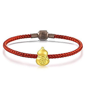 CHOW SANG SANG 999 24K Solid Gold 'Hello World' Gourd (Wulu) Charm Bracelet for Women 91360C
