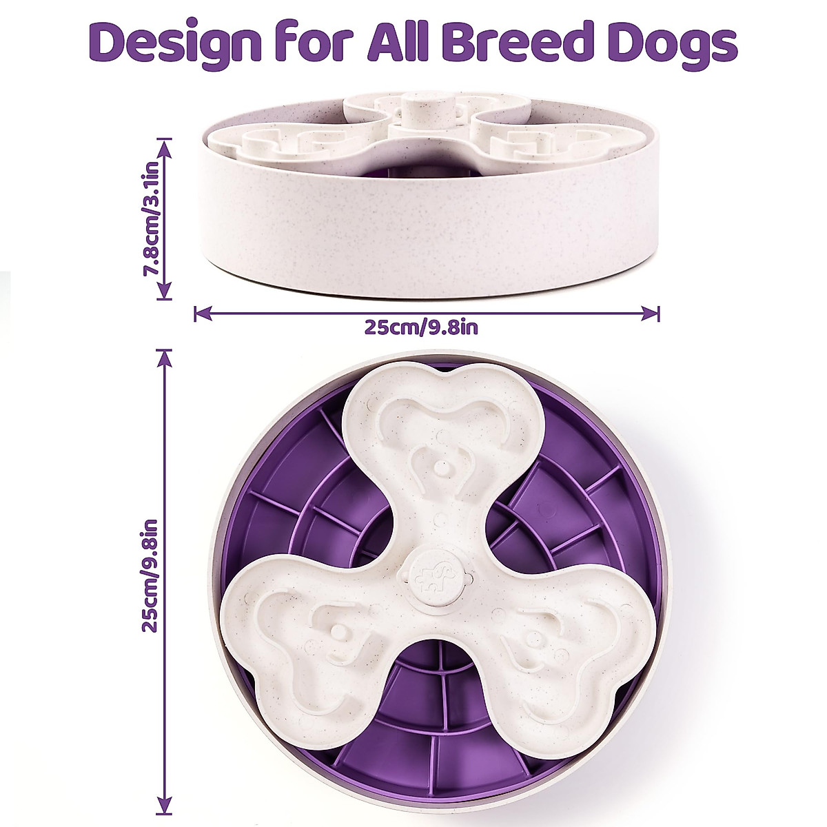 Puzzle Feeder Slow Feeder Dog Bowls for Large Breeds, Detachable Design Dog Bowls with 4 Slow Feeding Modes, Suitable for Dry, Wet, and Raw Food, Stress Relieve and Dishwasher Safe