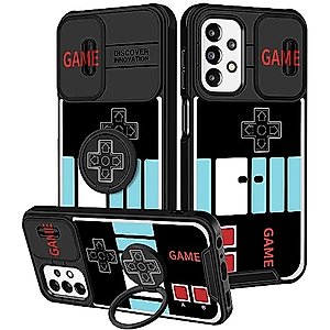 Funermei (2in1 for Samsung Galaxy A23 5G Case for Women Game-Boys Cute Console Phone Cover Girls Men Cartoon Fashion Cool Design with Camera Cover and Ring Stand for Galaxy A23 5G/4G Case
