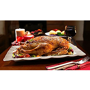 Extreme Consumer Products 22" Rectangular Melamine Scalloped Serving Platter │Outdoor Dining and Patio Parties │Shatterproof and Dishwasher Safe - White