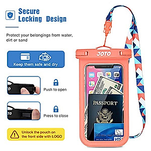 JOTO Waterproof Phone Pouch IPX8 Universal Waterproof Case Dry Bag Phone Protector for iPhone 14 13 12 11 Pro Max Plus XS XR X 8 Galaxy S23 S22 S21 S20 Pixel Up to 7" -2 Pack, Blue/Orange