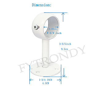FYTRONDY White Edition Stainless Steel Wardrobe Pipe, Closet Lever Support Rod Holder Socket Bracket (1-1/4 INCH 2 Pack)