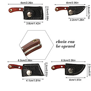 Zhehao 4 Pcs Mini Knife Keychain Pocket Knife Set Tiny Knife Key Chain Wooden Handle Small Leather Sleeve Knife Outdoor Portable Decorative Gift Package Unboxing Knife Letter Opener