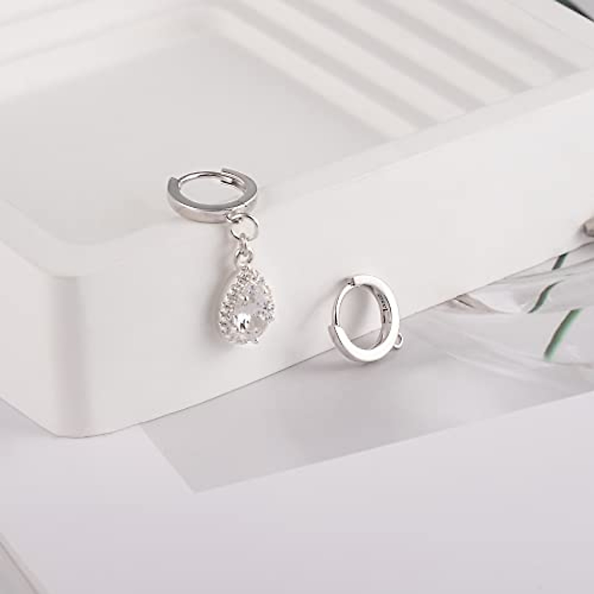 925 Sterling Silver Leverback Earring Hooks White Gold Plated Hypoallergenic Leverback Earring Hooks for Dorp Dangle Earrings Making 11mm/0.43 Inch