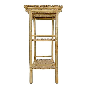 ZEW Handcrafted 3-Tier Bamboo Free Standing Storage Bookcase Shelf