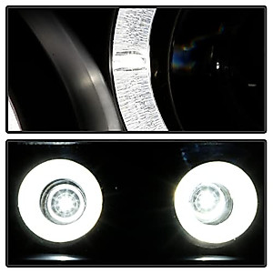 ACANII - For 2003-2006 Ford Expedition LED Halo Black Housing Projector Headlights Headlamps, Driver & Passenger Side