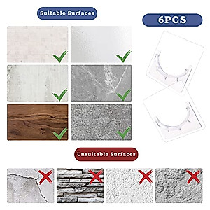 80mm Adhesive Shower Curtain Rod Holder 6PCS Large Shower Curtain Tension Rod Holders for Wall No Drilling Bathroom Shower Curtain Mount Holder Brackets