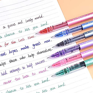 Mifuner 0.38mm 6 Colors Extra Fine Point Pens Liquid Ink Pen Rolling Roller ball Quick-drying Ink for Home Office