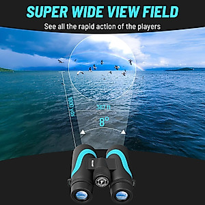 15x55 HD Binoculars for Adults High Powered, Large View Binoculars BAK4 Prism Waterproof Binoculars -Lightweight Binoculars for Bird Watching Hiking Travel Cruise Trip with Phone Adapter(Blue)
