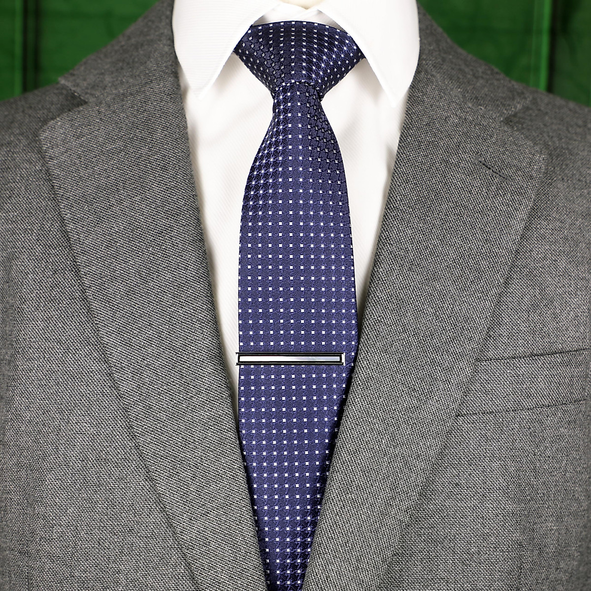 MENDEPOT Classic Mother Of Pearl With Onyx Rim Tie Clip With Box