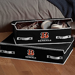 Franklin Sports NFL Cincinnati Bengals Under The Bed Storage Bins - Large, 26 x 18 x 6 - Inch